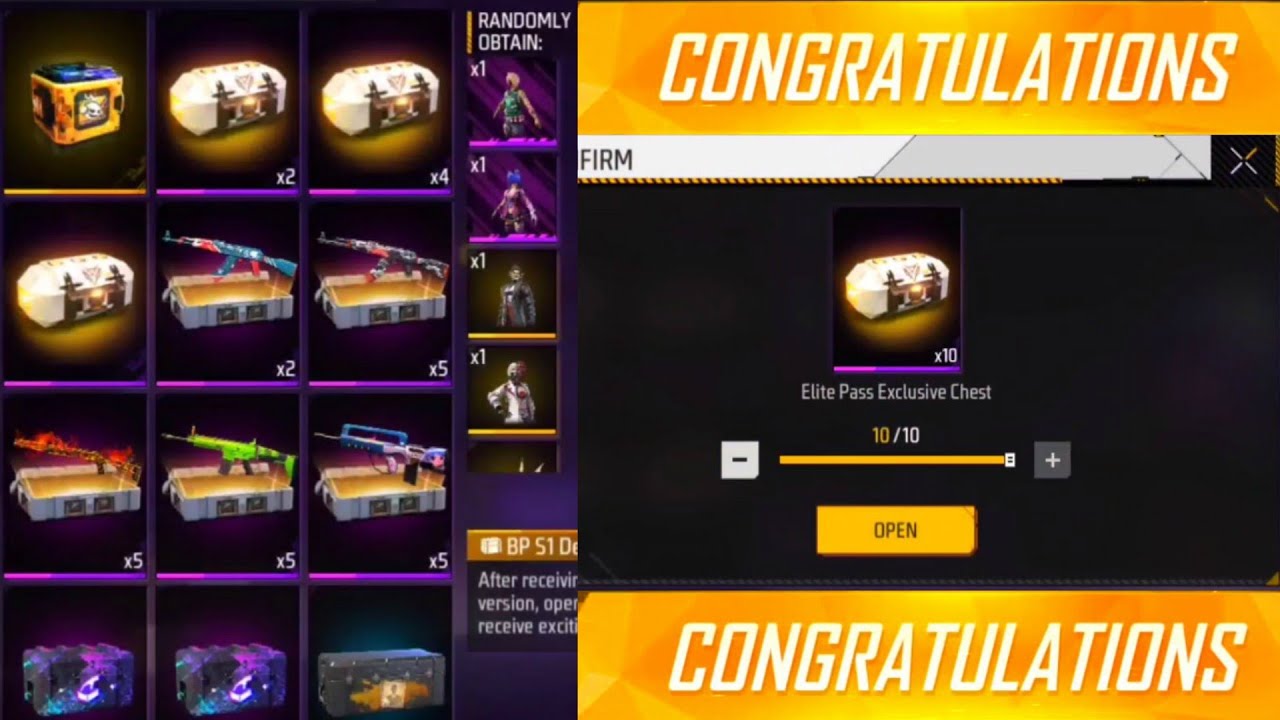 Boxes Opening FF | Old Elite Pass Box | Bp Box | Airdrop Gun Box ...