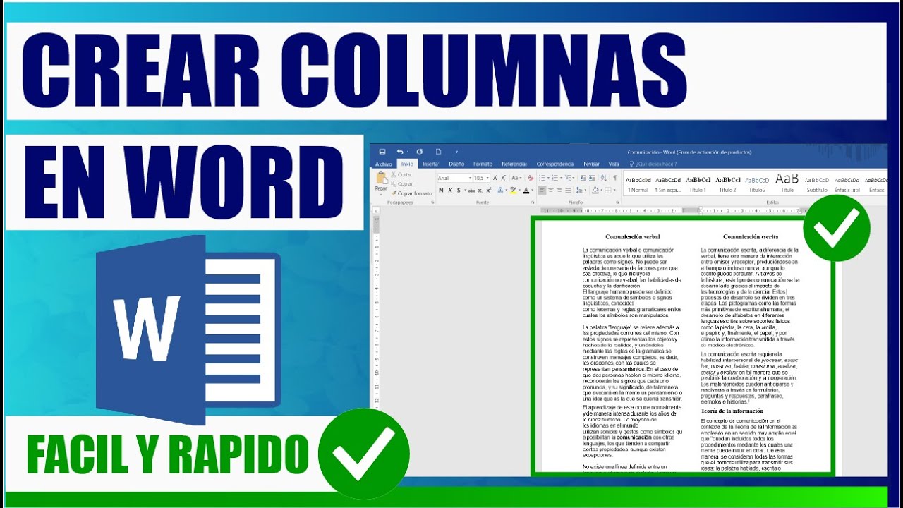 Como Hacer Varias Columnas en Word FACIL Y RAPIDO - YouTube
