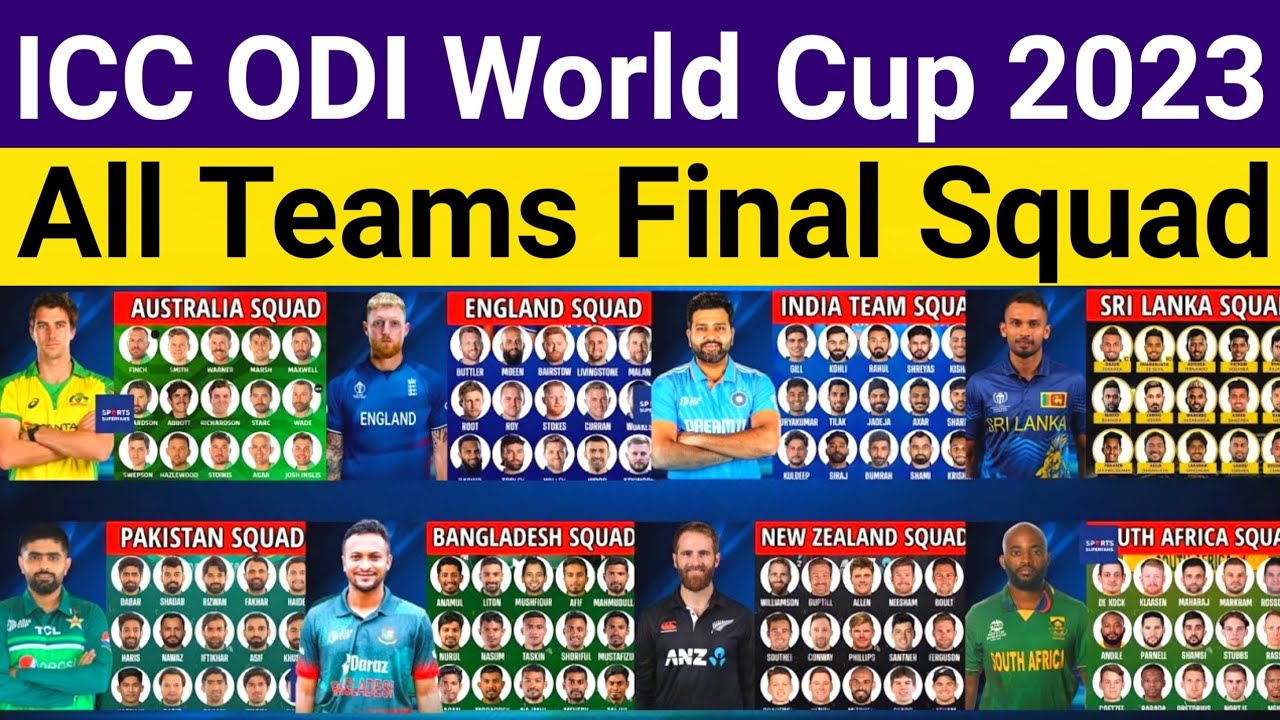 All team squad for world cup 2023 | ICC ODI world cup 2023 | All teams ...
