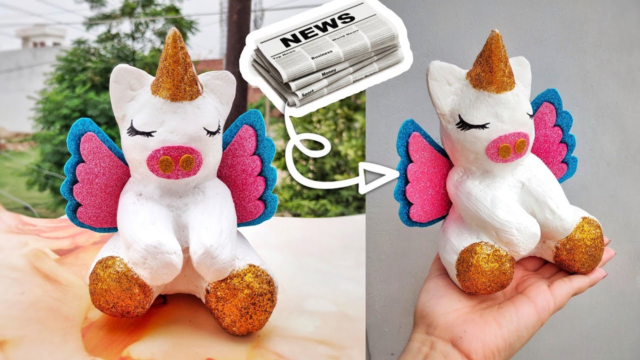 NEWSPAPER Unicorn Statue 🦄 Craft out of Waste - YouTube