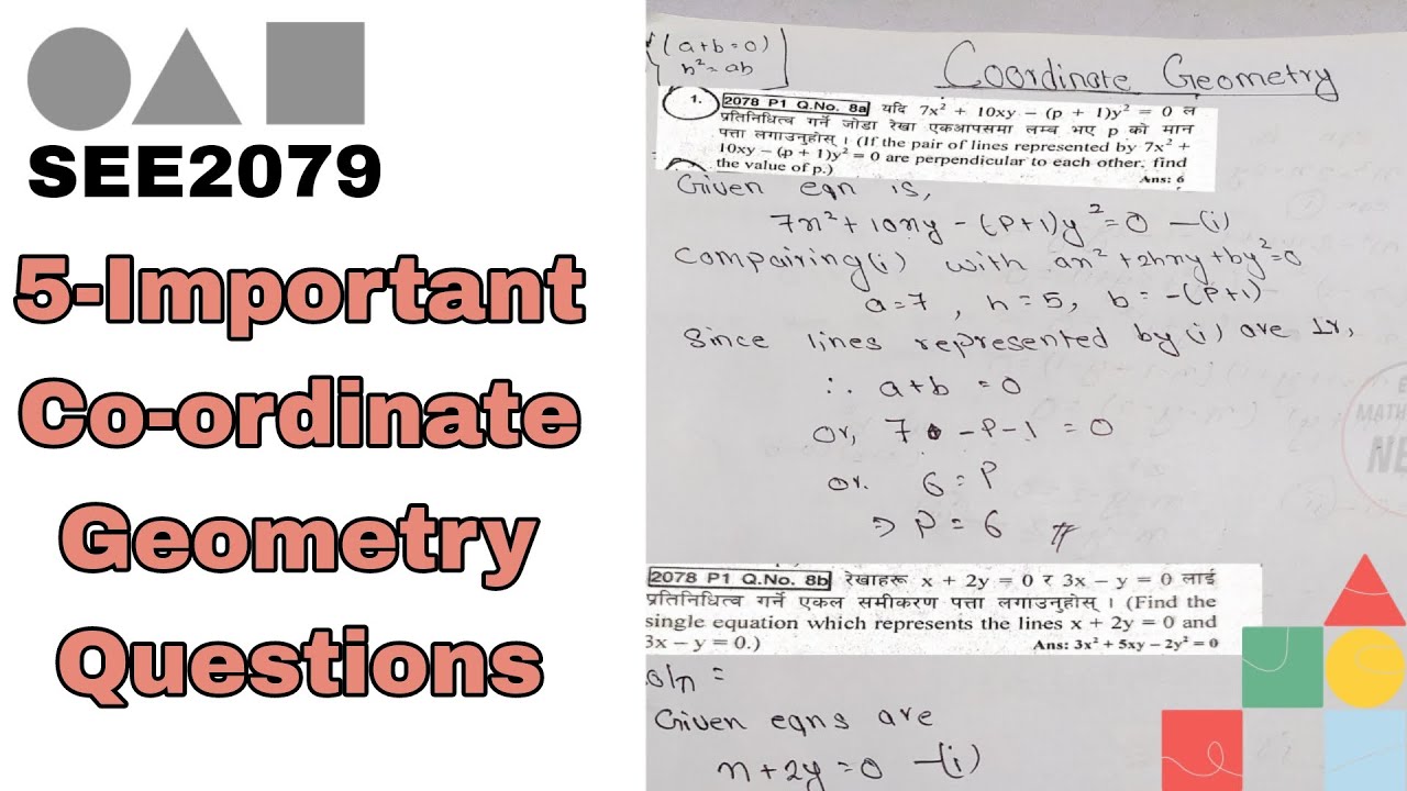 #SEE-2079 5 important coordinate geometry questions. Class10 important ...