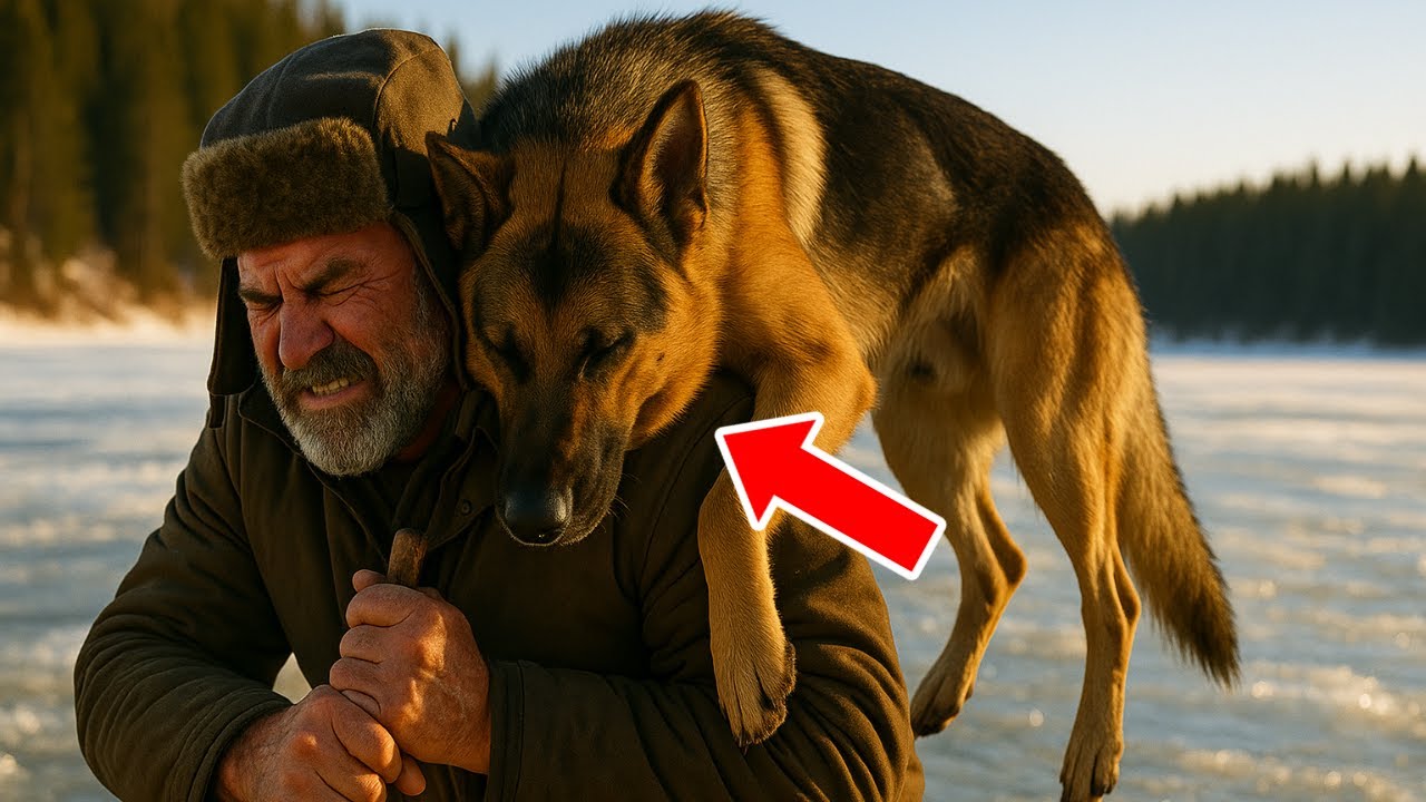 He saved a half-dead German Shepherd from the ice..But he didn't know ...