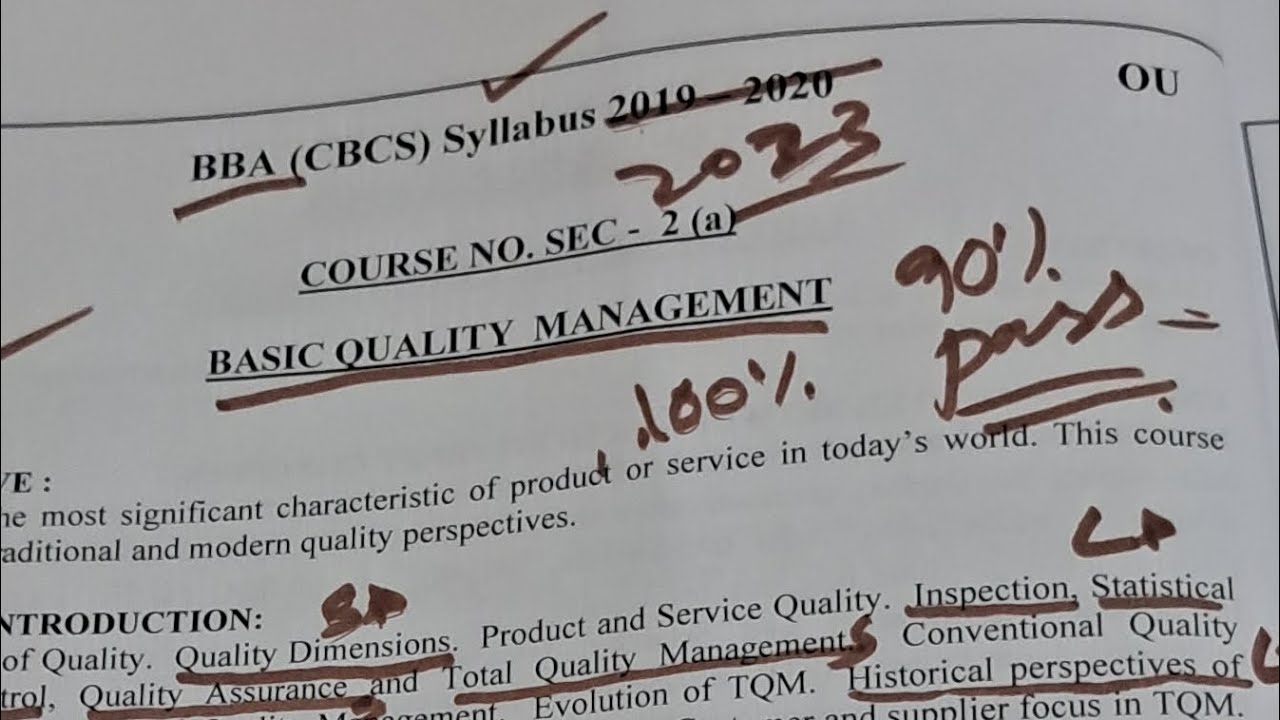 Basic quality management( BBA)2YEAR 3 sem As per [ou] important ...