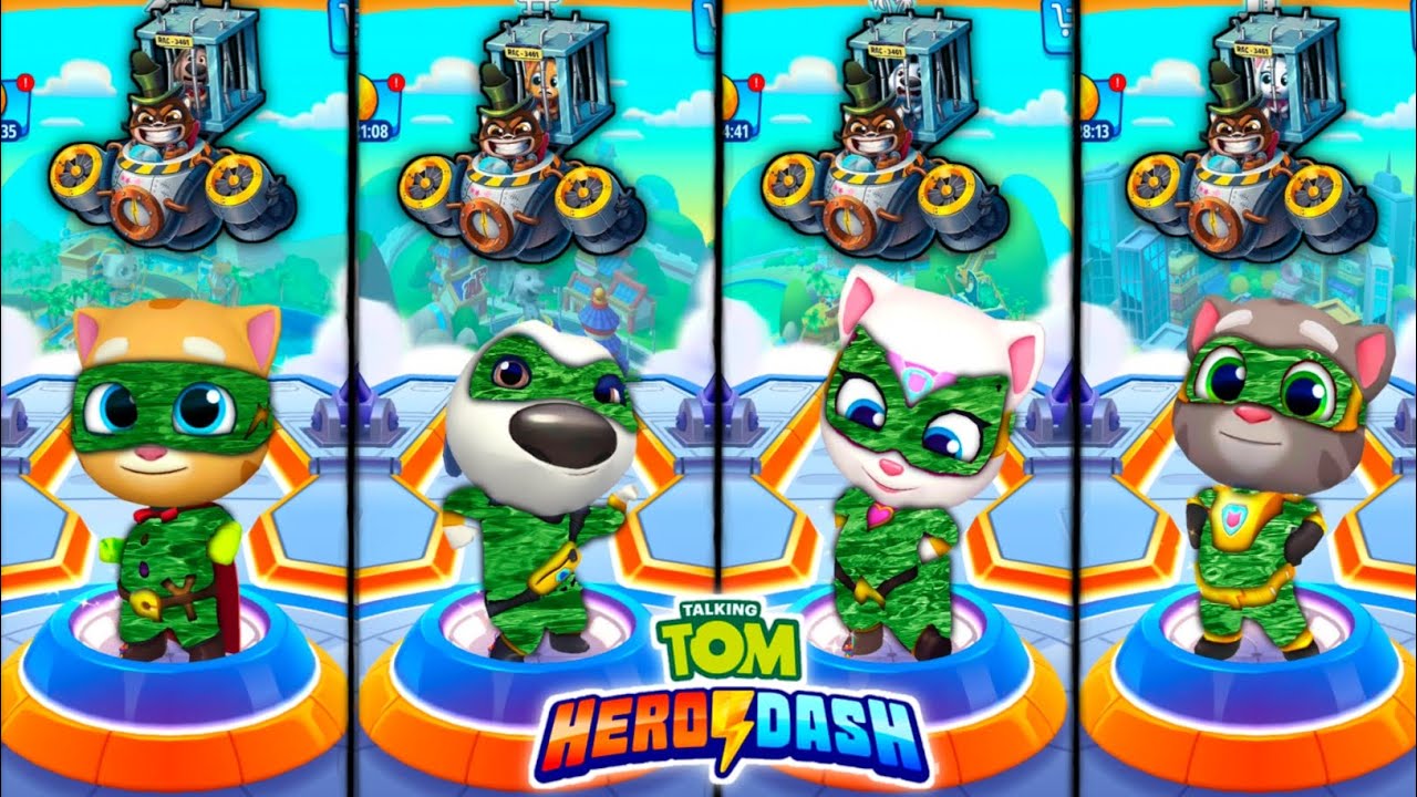 Talking Tom Hero Dash : Green & Black Texture Suit All Heroes & Fights ...