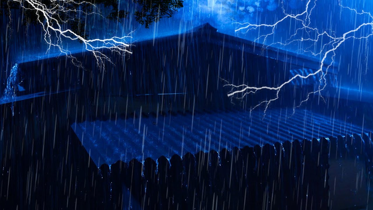 Severe stormy night with heavy rain and loud thunder ⚡ Stormy sounds ...