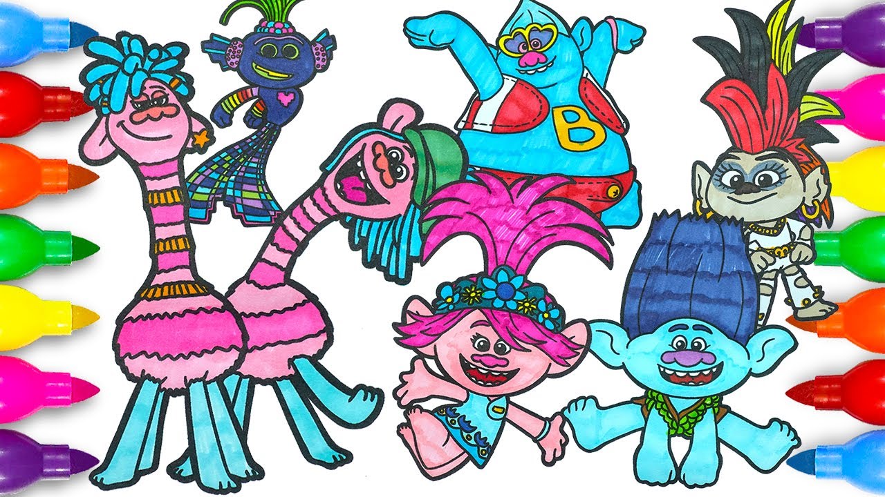 Trolls World Tour Coloring Pages | Poppy Branch Barb Biggie Prince D ...