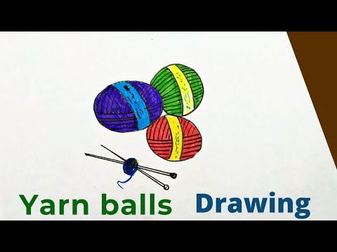 How to Draw Yarn Balls easy | Colourful Yarn ball drawing for kids ...