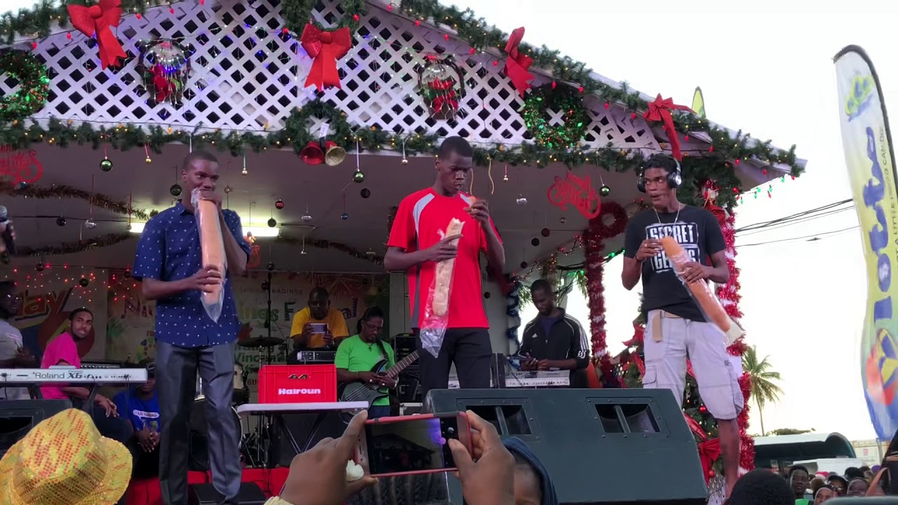 Bread eating competition. Christmas Eve.Nine Mornings 2018.Kingstown ...