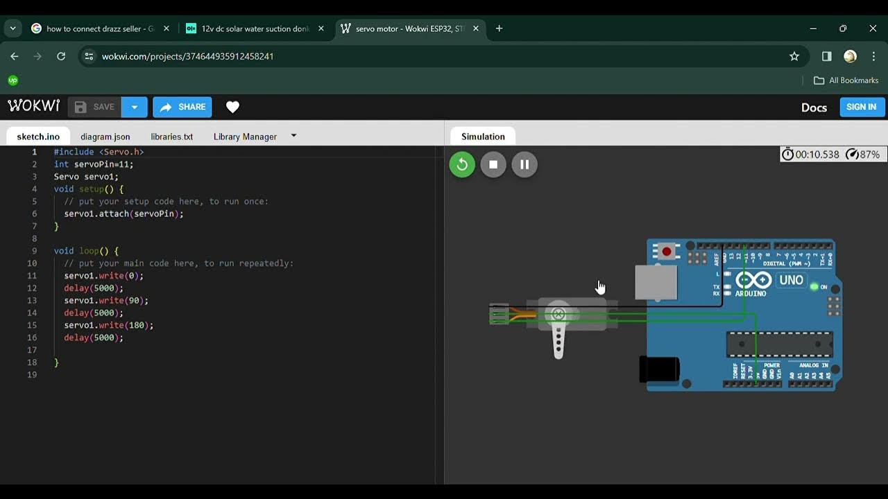 servo motor Wokwi ESP32, STM32, Arduino Simulator - YouTube