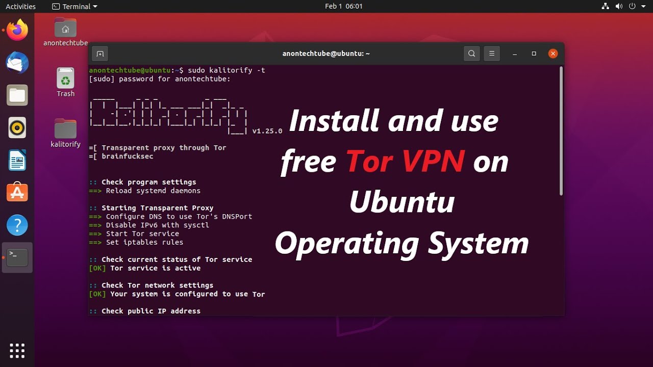 Install and use free Tor VPN on Ubuntu Operating System - YouTube