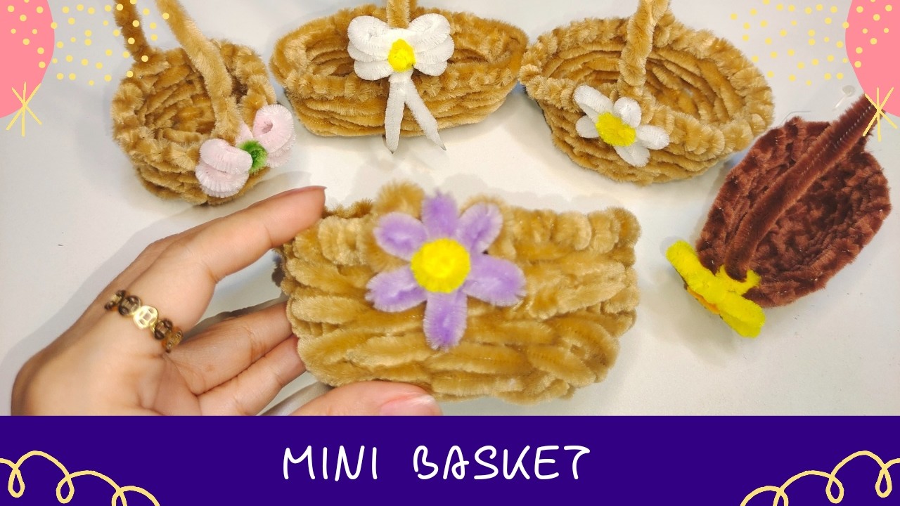 MINIATURE BASKET|DIY BASKET|MINI BASKET PIPE CLEANERS - YouTube