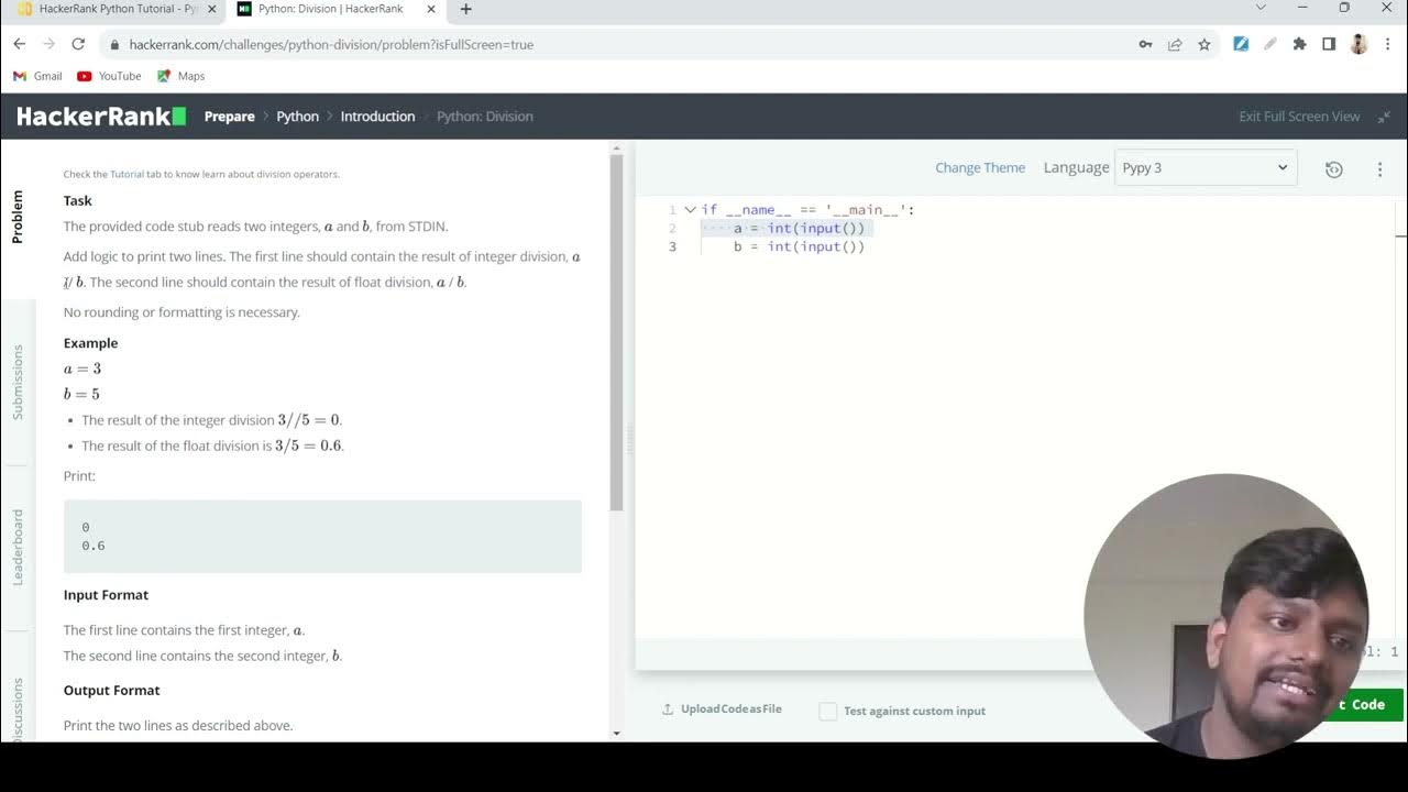 Hackerrank Solution Python Divison 5 Youtube