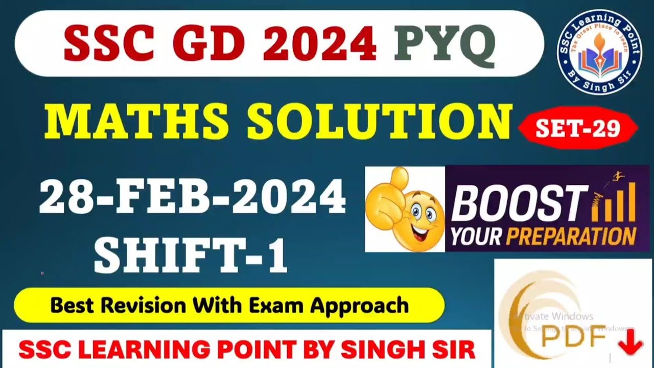 SSC GD 2024 MATHS (28 FEB, 2024 1st shift) || SSC GD Maths Solution By ...