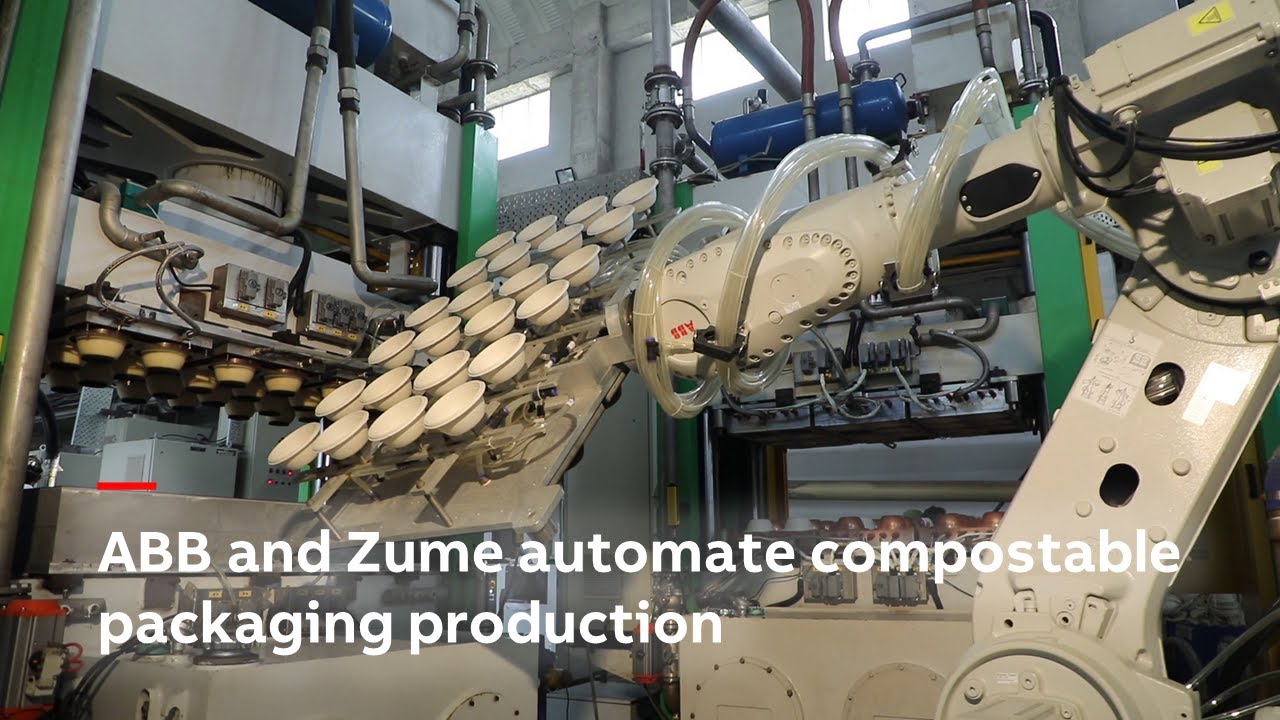 ABB and Zume automate compostable packaging production - YouTube