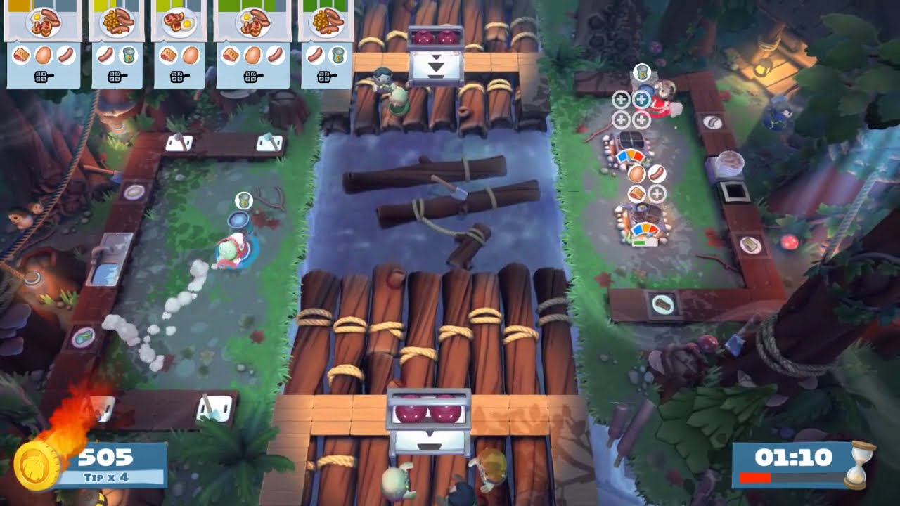 Overcooked 2 player Campfire Fire Cook Off Co-op Level 2-4 4 stars ...