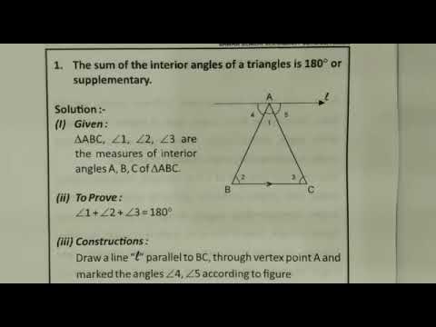 Theorem Sum of interior angels of a triangle is Supplementary (180 ...