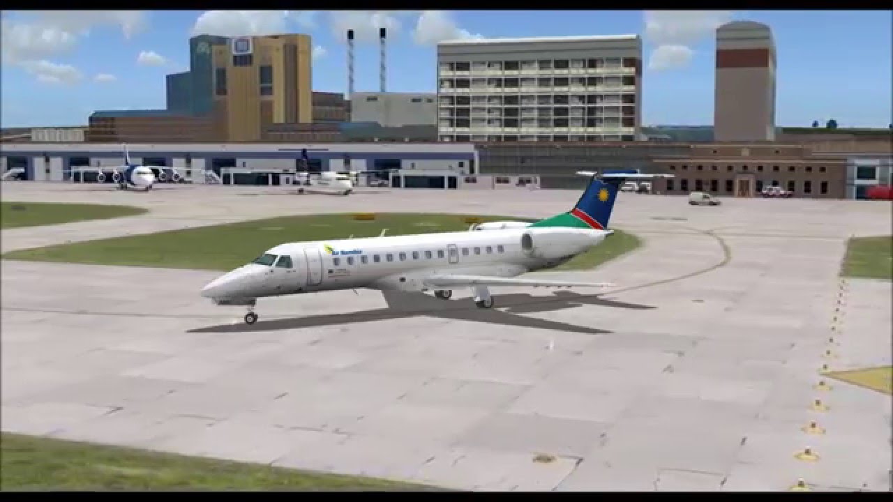 EMBRAER ERJ 135ER AIR NAMIBIA TAKE OFF FROM LONDON CITY AIRPORT FS9 HD ...