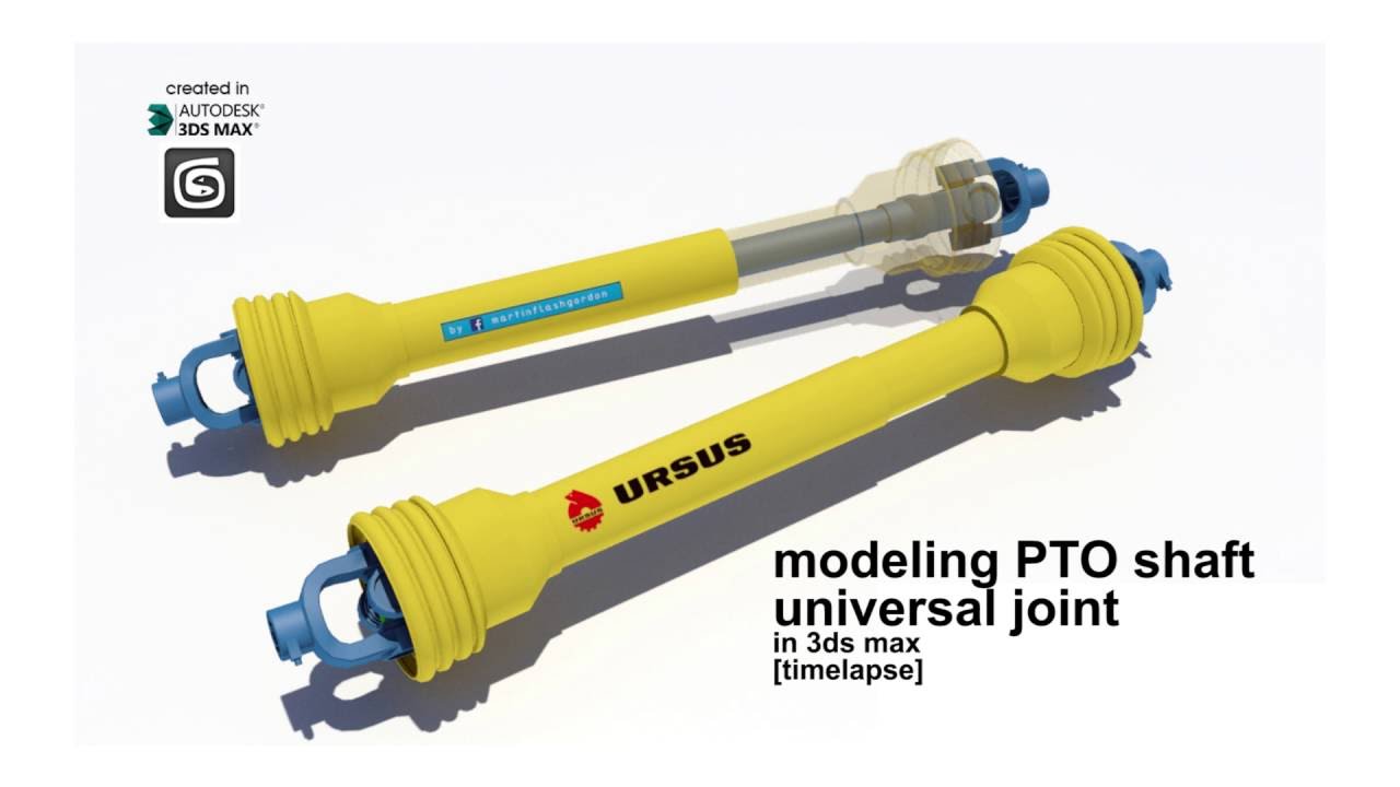 modeling 3D PTO shaft universal joint in 3ds MAX - YouTube