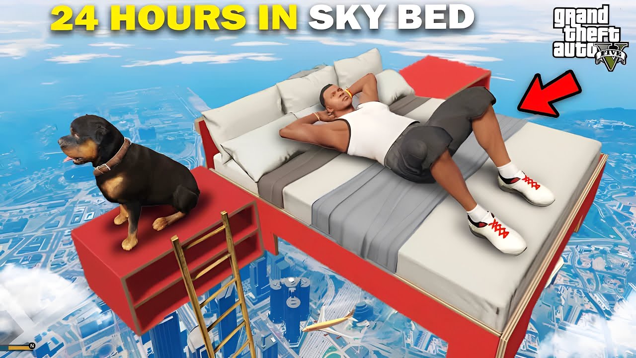 GTA 5 : Franklin Spending 24 Hours In Sky Bed Challenge GTA 5! - YouTube
