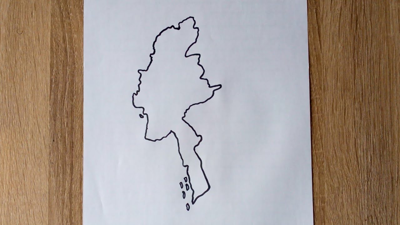 How To Draw Myanmar Map - YouTube