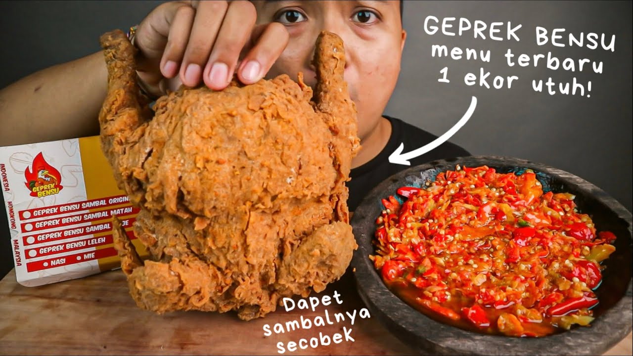 MENU BARU BENSU AYAM TERBANG ?! MUKBANG AYAM PEDAS SATU EKOR GEPREK ...
