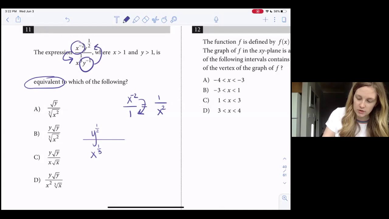 Practice SAT 7 Math No Calculator Test Question 11 - YouTube