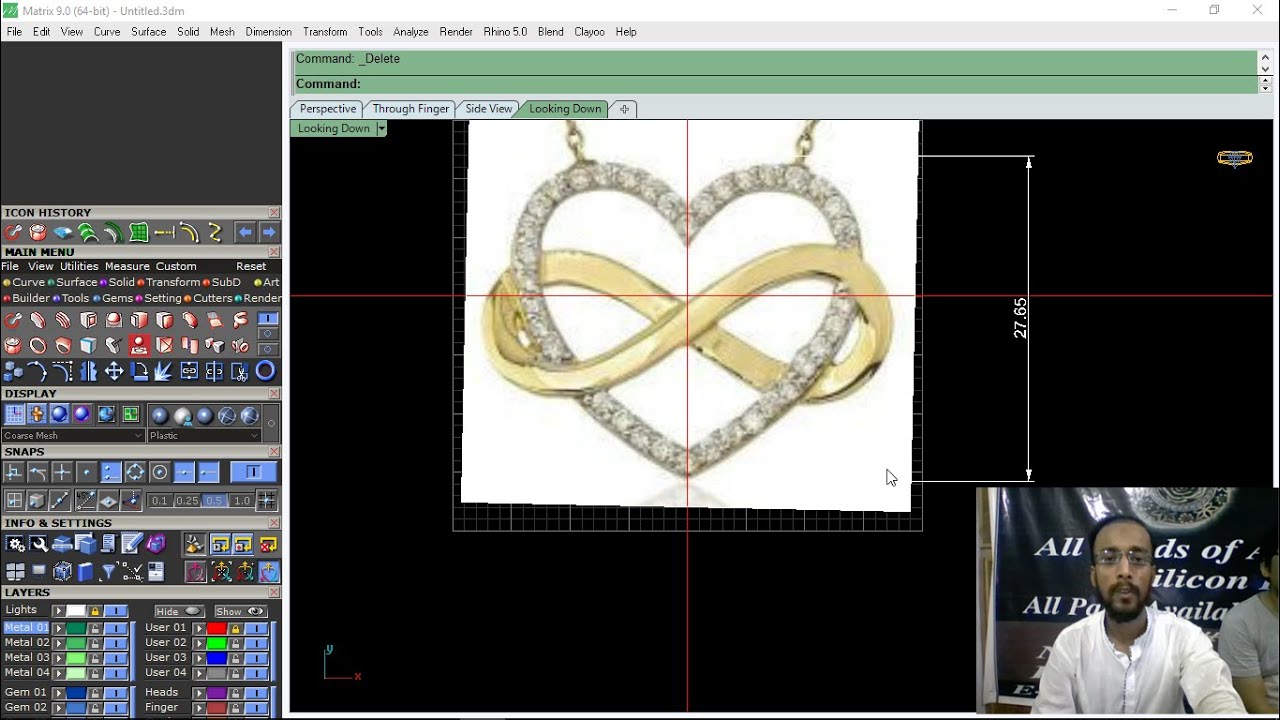 gemvision 9 tutorial hart shape locket design in matrix 9 - YouTube