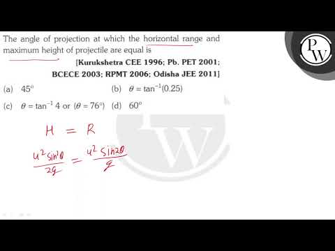The angle of projection at which the horizontal range and maximum ...