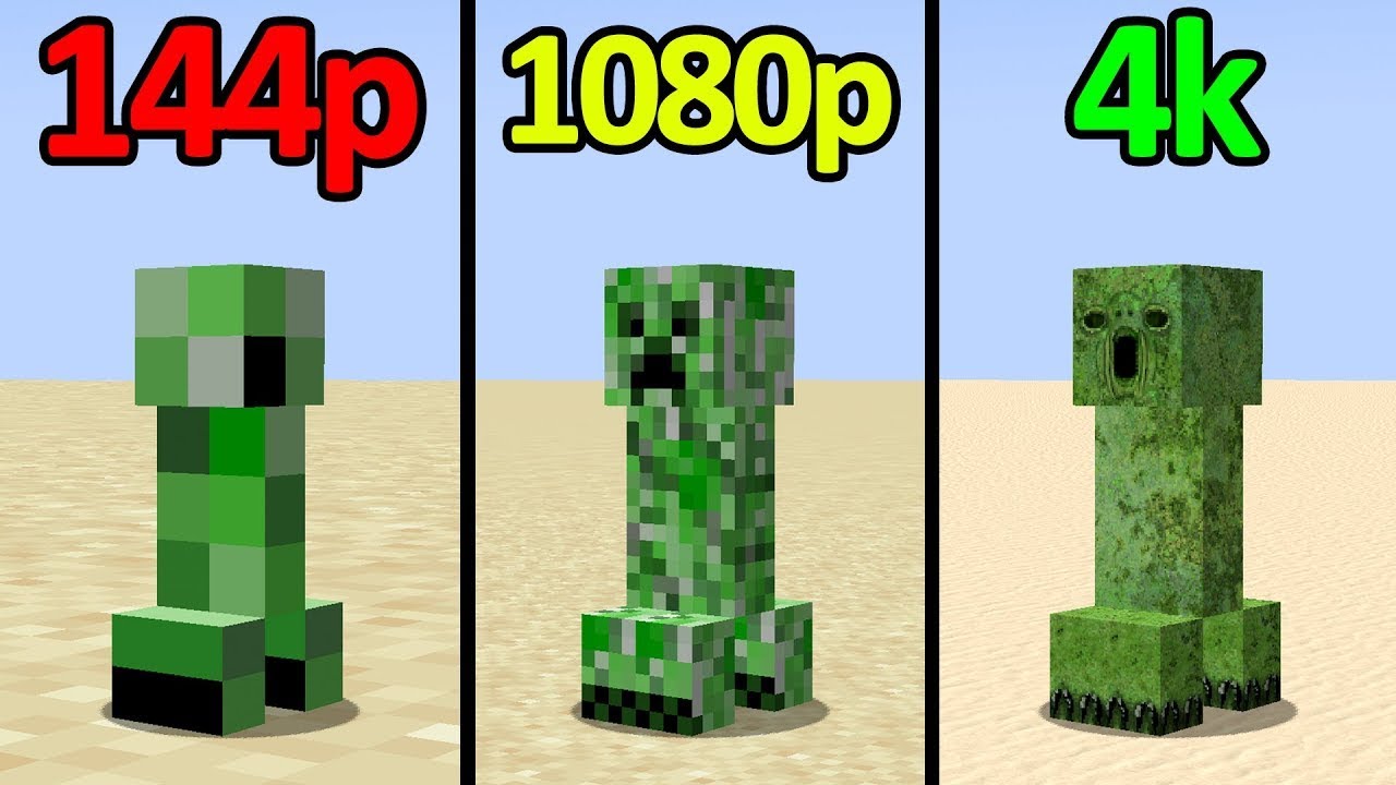 minecraft in 144p vs 1080p vs 4k - YouTube