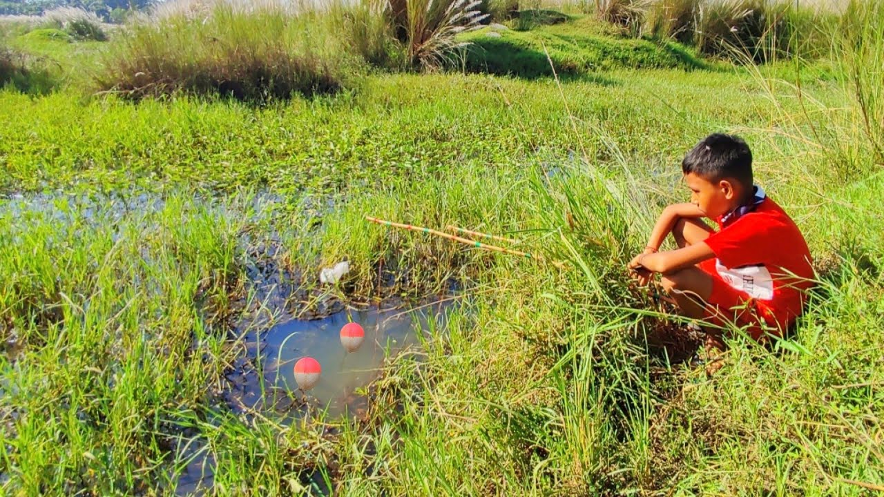 Awesome Fishing Video 🐟🐟 || Village Boy Fishing Method With Hook - YouTube