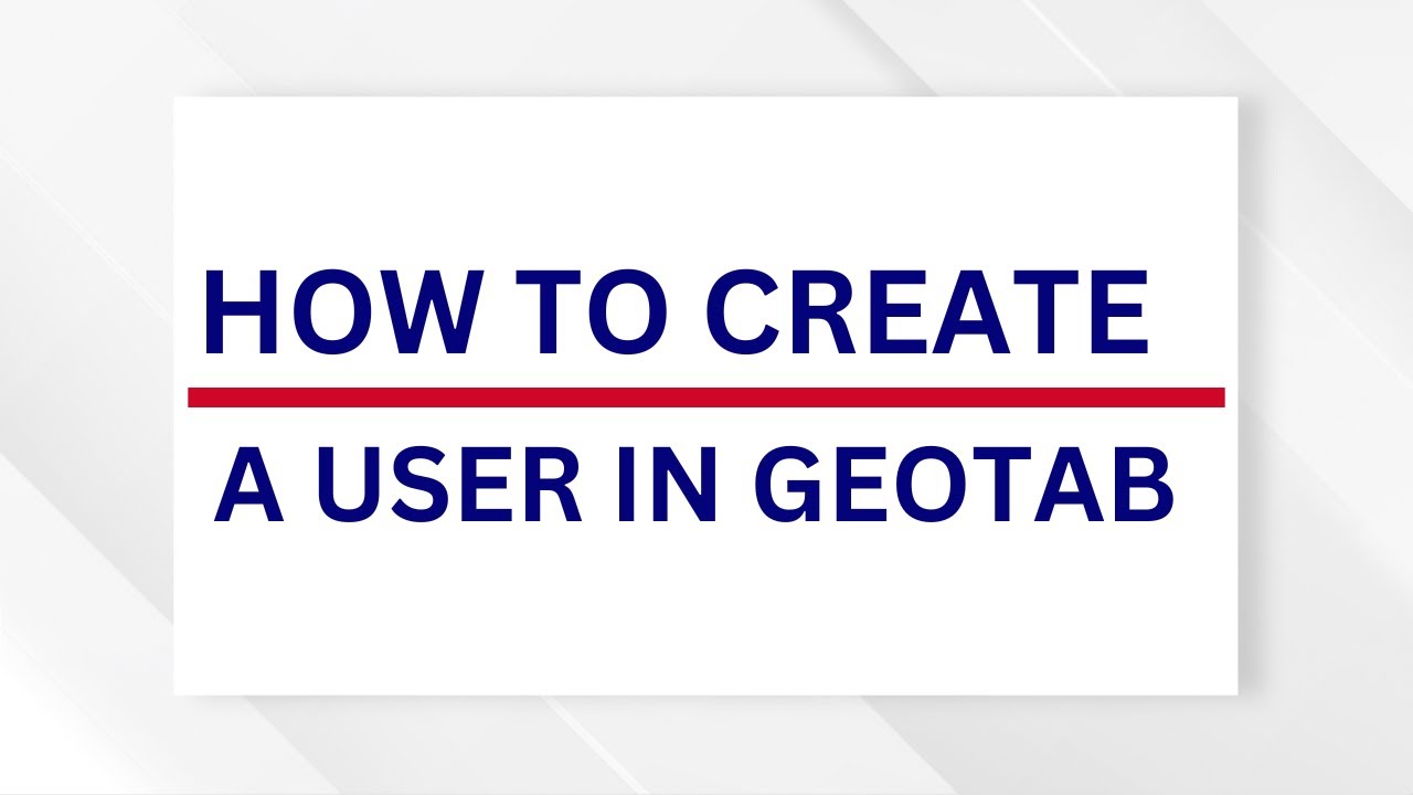How to create a user in geotab - YouTube