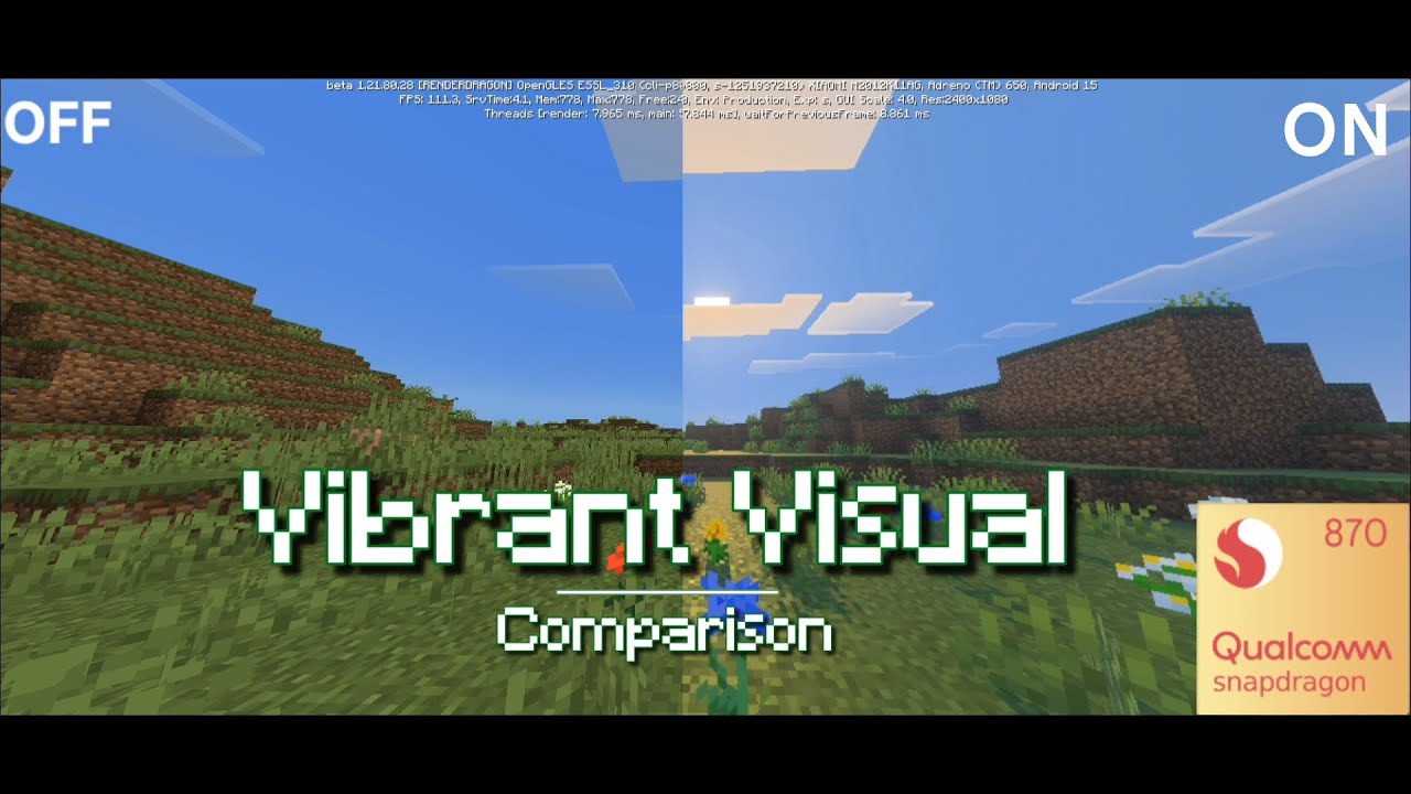 Vibrant Visual Minecraft BE Android Test, Snapdragon 870 - YouTube