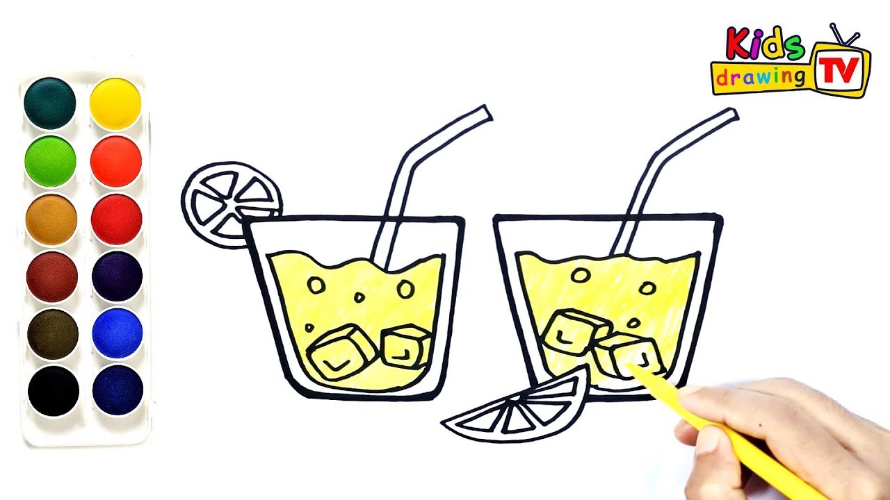 How To Draw Lemonade coloring and drawing Learn colors for Kids | Kids ...