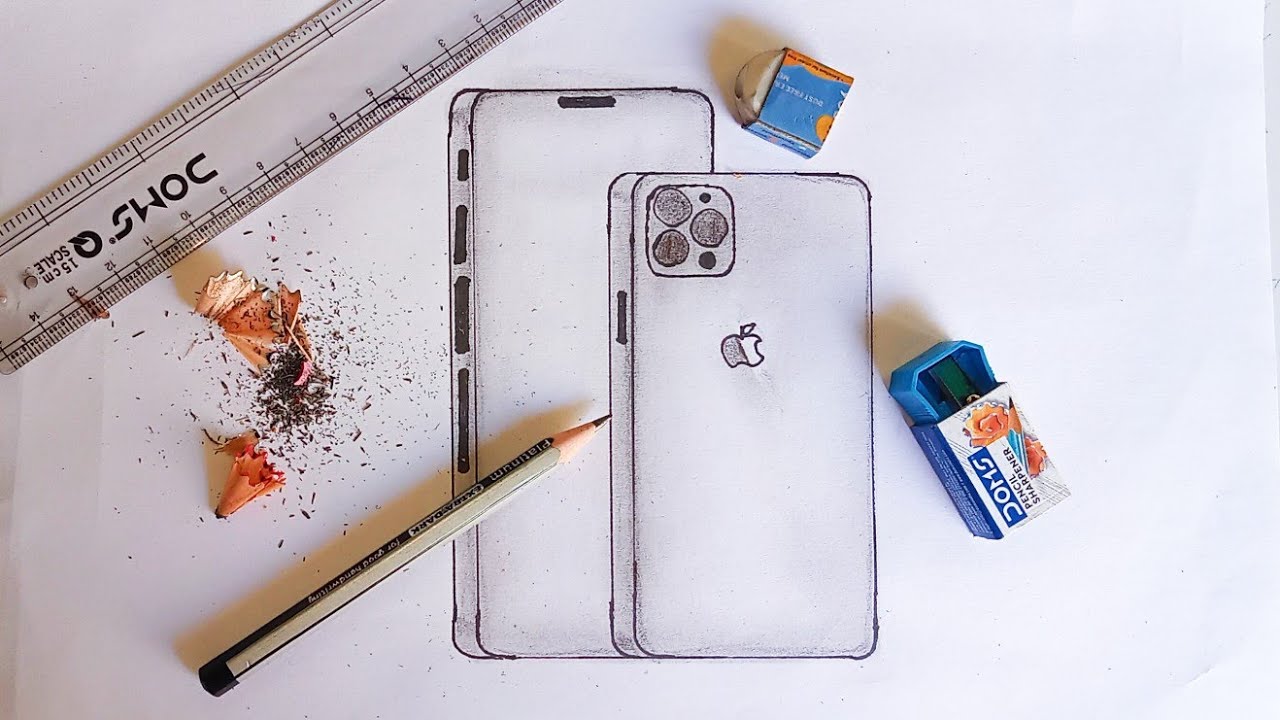 very easy drawing of iphone drawing of iphone - YouTube
