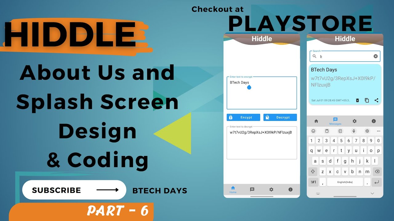 6. Hiddle App - About Us and Splash Screen Design and Coding | Android ...