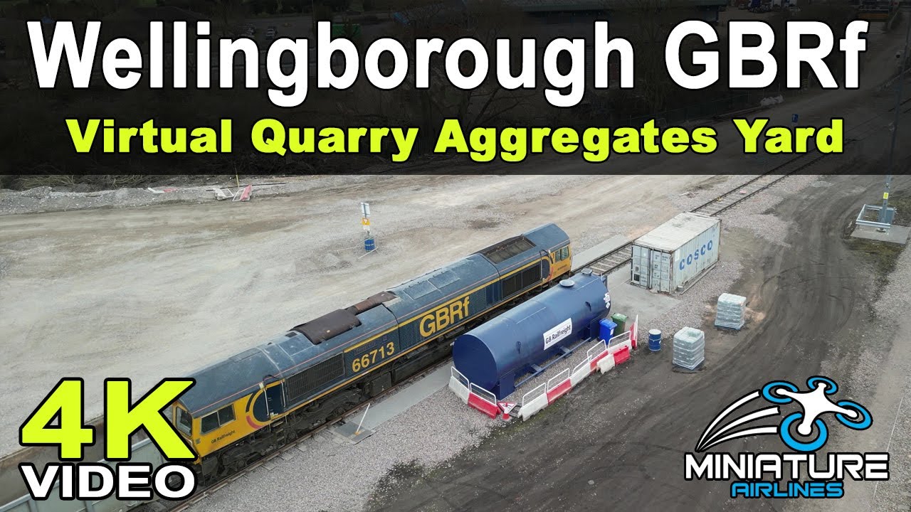 Wellingborough GBRf Virtual Quarry Aerial Flyover in 4k - YouTube