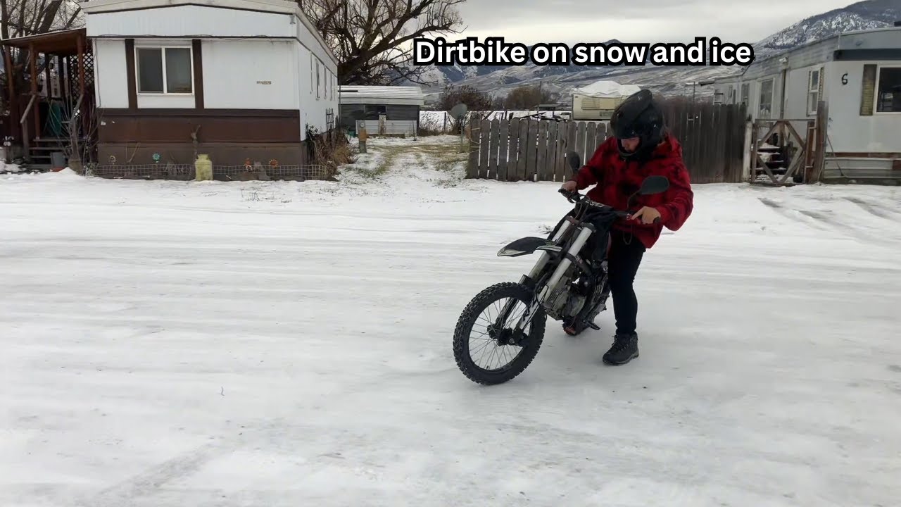 Dirtbike on snow and ice. - YouTube