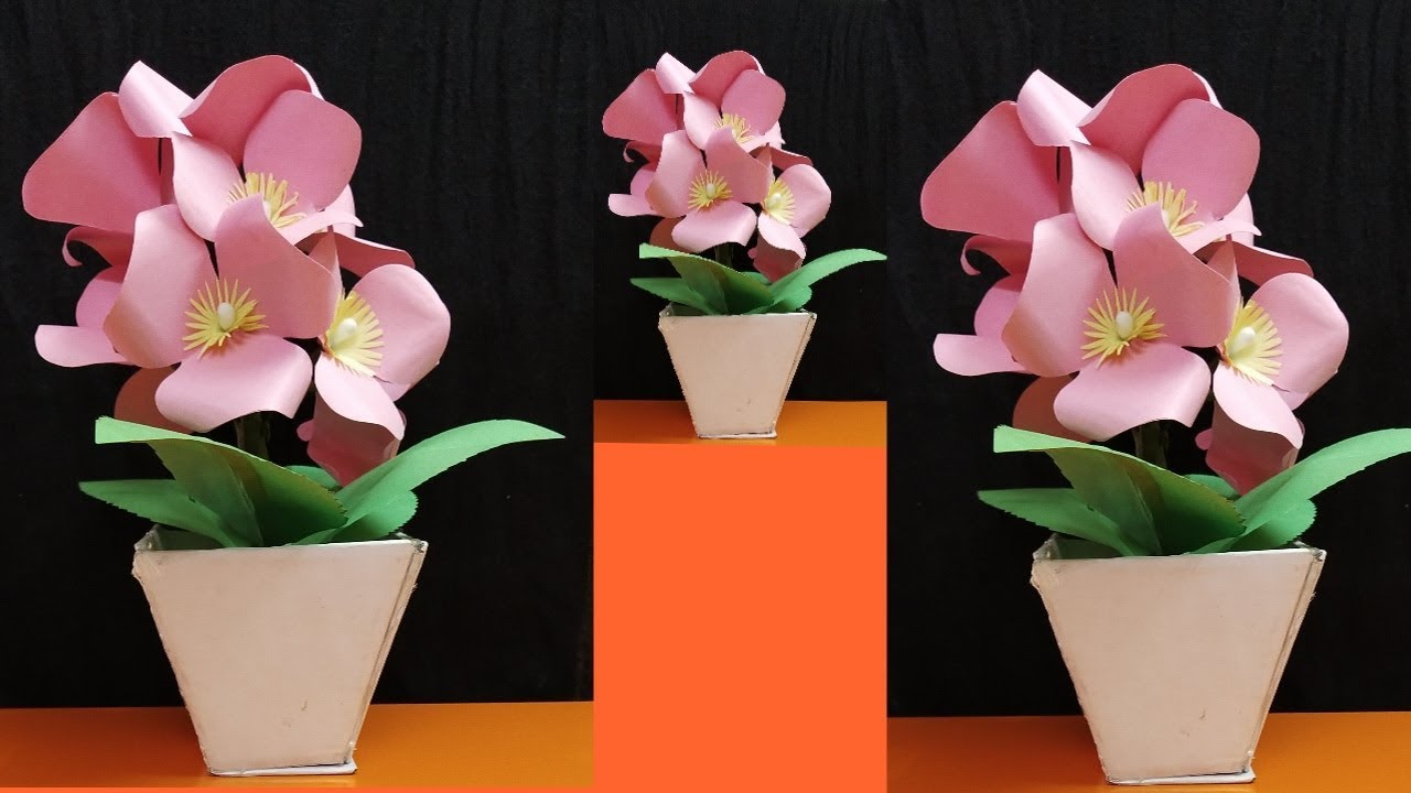 PAPER FLOWER PLANT ROOM DECOR | Flower POT FROM CARDBOARD | PAPER ...