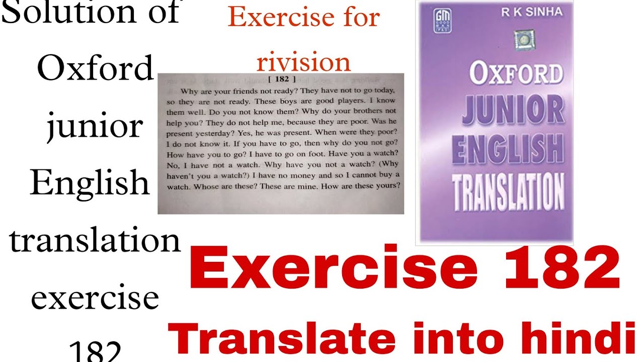 Solution of Oxford Junior english translation exercise 182 | Oxford ...