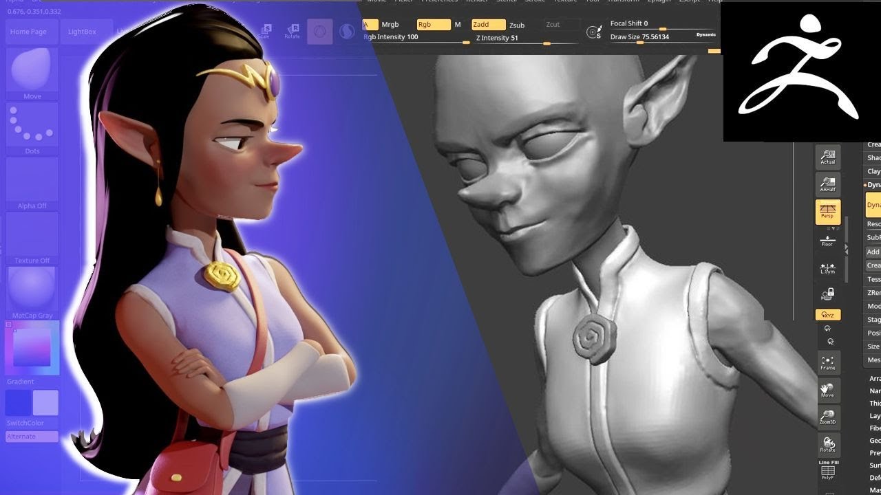 Sculpting a character in ZBrush (Modeling Elf girl - Part 1) - YouTube