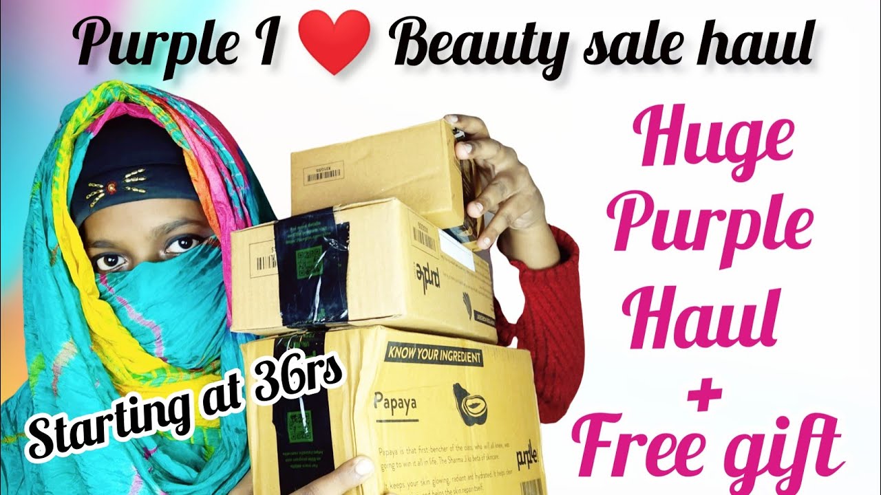 Purple I ️ Beauty sale ||Huge affordable purple makeup haul + free gift ...