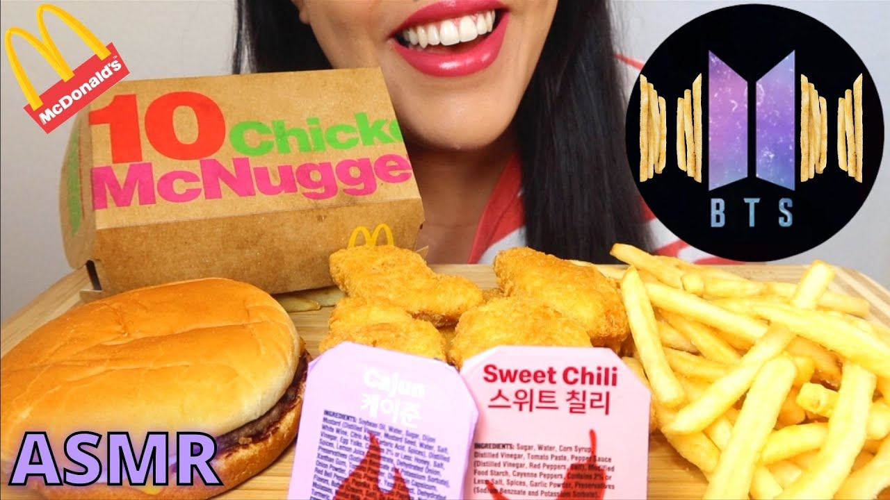 ASMR MCDONALD'S *NEW* BTS MEAL | CHICKEN NUGGETS WITH SWEET CHILI ...