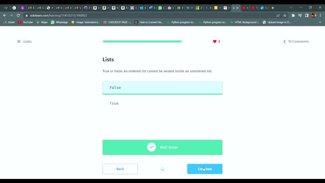 Lists |7.1 + 7.2| More HTML Elements |Web Development Fundamentals |SOLOLEARN Answers - YouTube