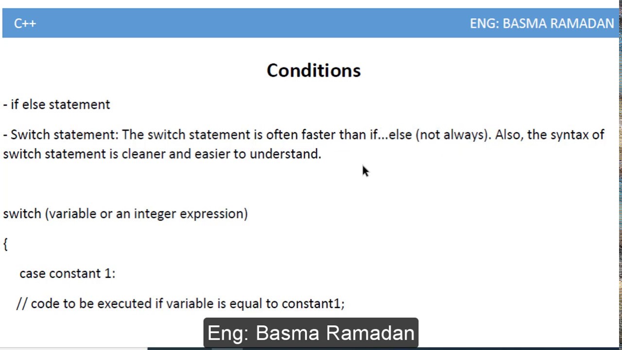 c++ course arabic - switch c++ شرح - YouTube