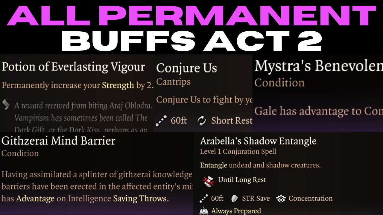 Baldur's Gate 3: All Permanent Act 2 Buffs & How to Get Them | Full ...