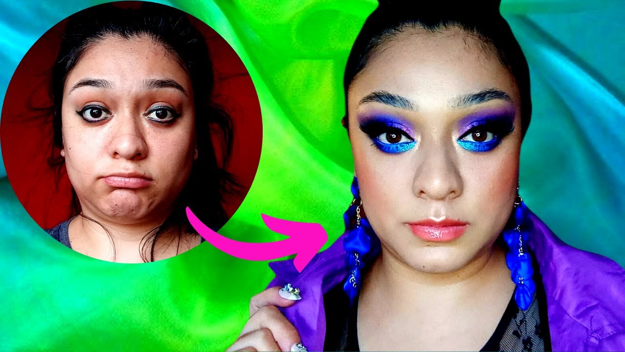 Tutorial de maquillaje tono azul, morado y negro - Cambio extremo - YouTube