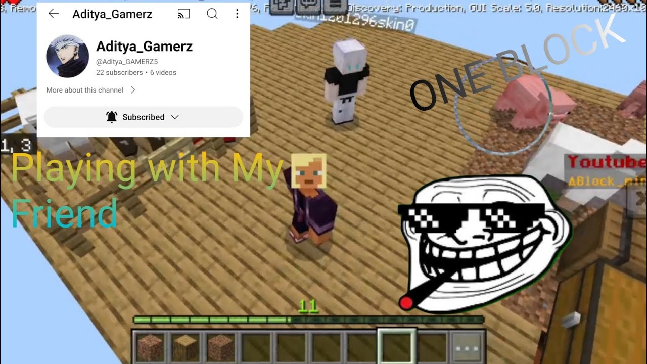 Playing Minecraft One block with my Friend|TROLL FACE GAMING| - YouTube