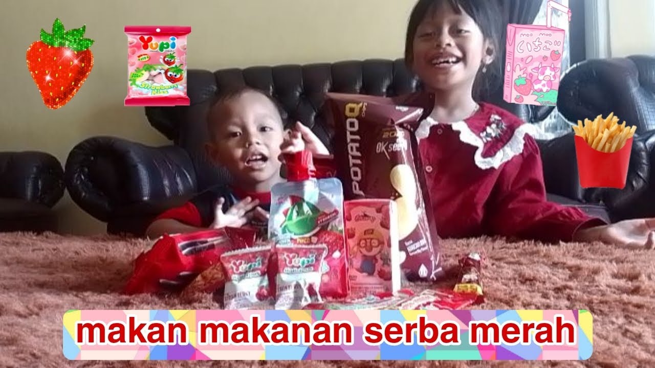 Najwa.putriamalia makan makanan serba merah bareng aa' reza - YouTube