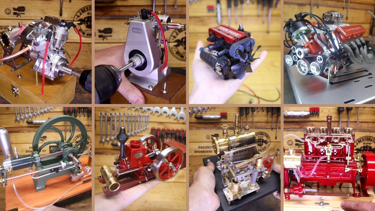 Stirlingkit model engine compilation. - YouTube