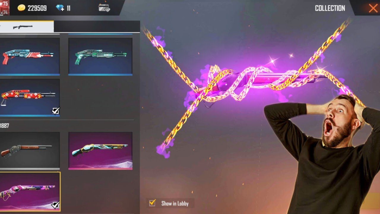 Free fire new event RAPPER UNDERWORLD M1887 skin | Captain gamer - YouTube